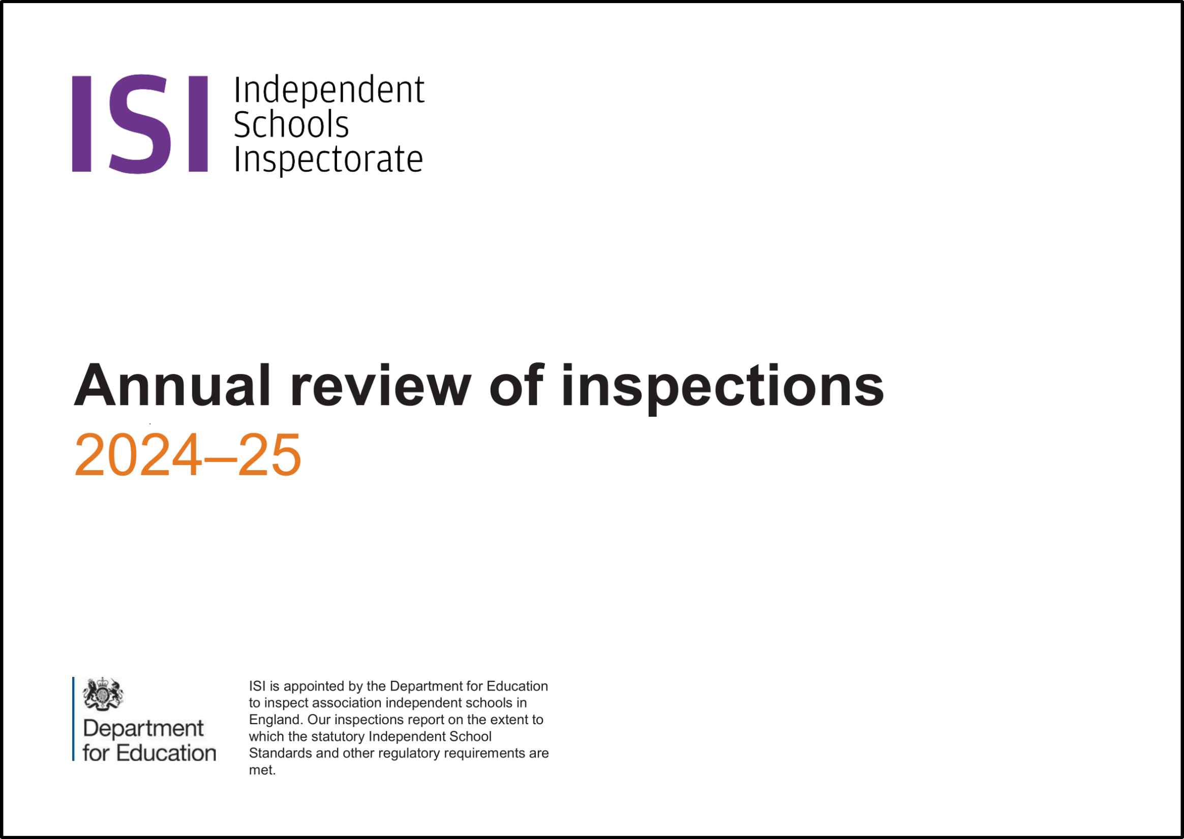 Annual review of inspections 2024–25 :: Independent Schools Inspectorate